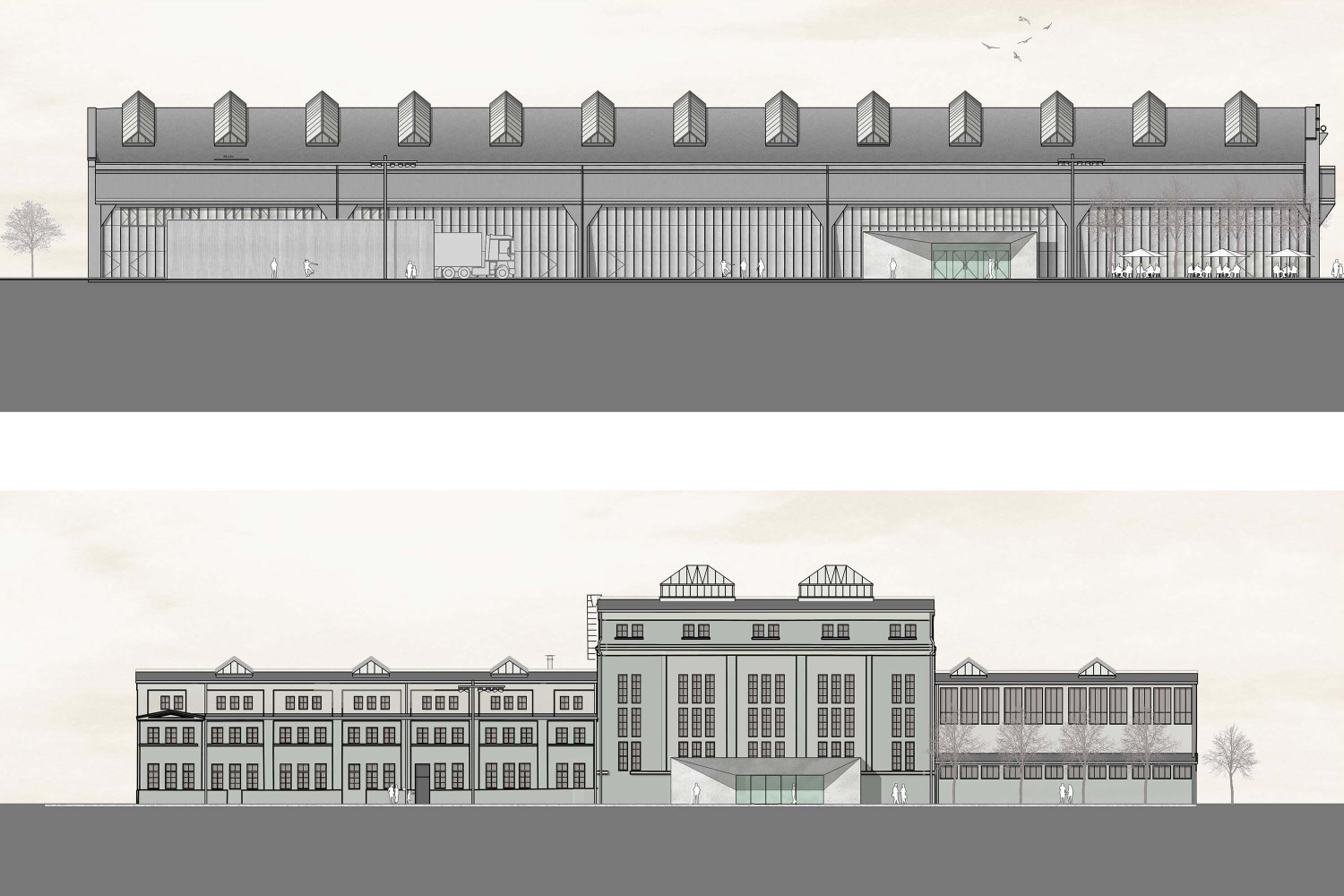 Creative quarter Jutier- und Tonnenhalle / Projects / bez+kock architekten